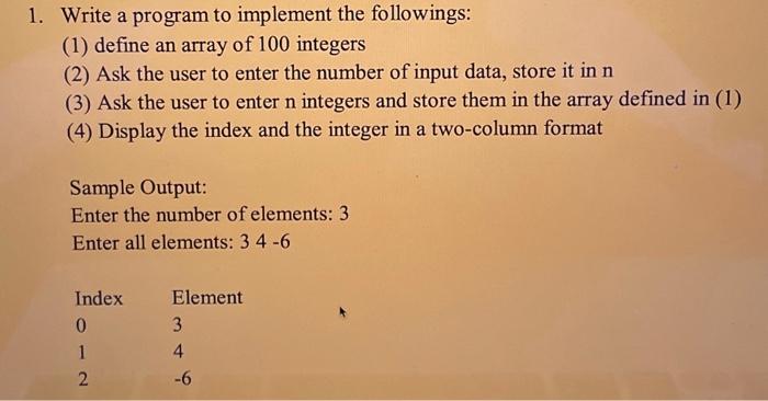 Solved 1. Write a program to implement the followings: (1) | Chegg.com