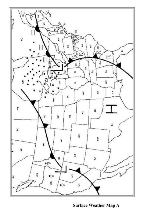 Solved efer to Surface Weather Map A for the following | Chegg.com