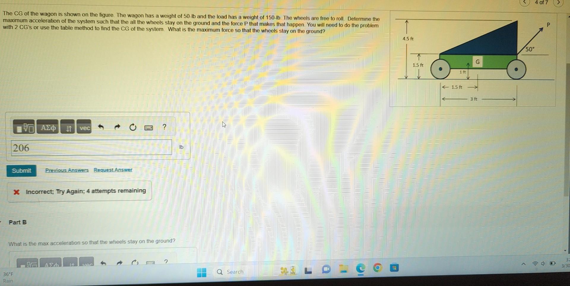Solved The CG of the wagon is shown on the figure. The wagon | Chegg.com