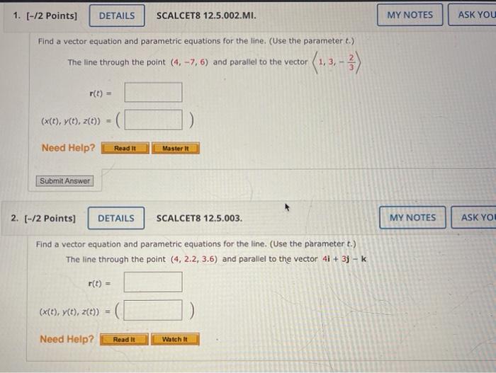Solved 1. [-12 Points) DETAILS SCALCET8 12.5.002.MI. MY | Chegg.com