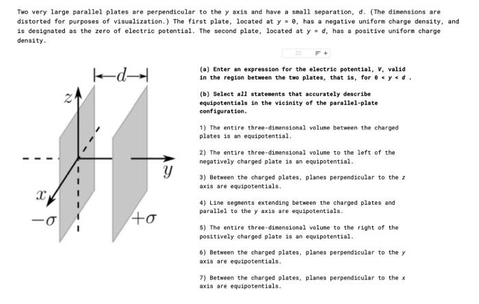 Solved Two very large parallel plates are perpendicular to | Chegg.com