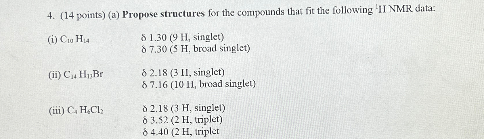 Solved (14 ﻿points) (a) ﻿Propose structures for the | Chegg.com