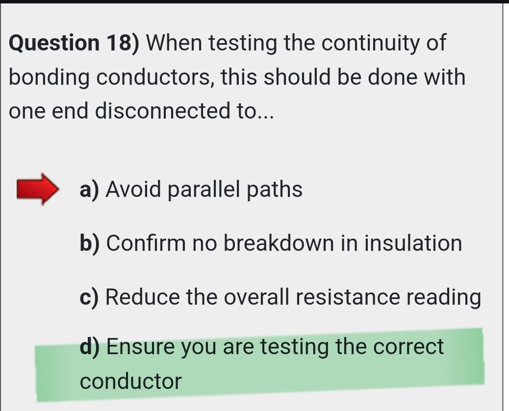 Solved Question 18) ﻿When testing the continuity of bonding | Chegg.com