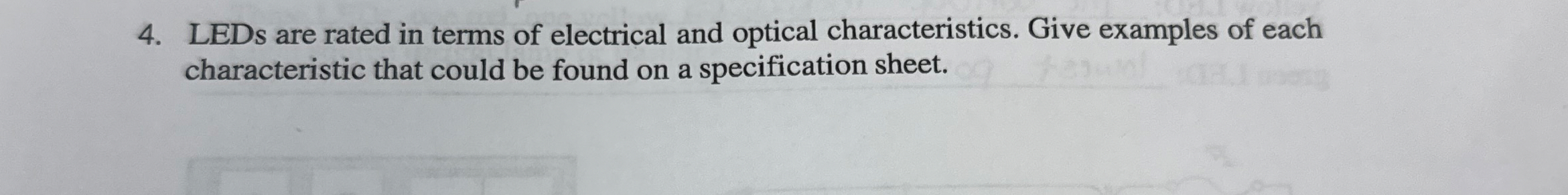 Solved LEDs are rated in terms of electrical and optical | Chegg.com