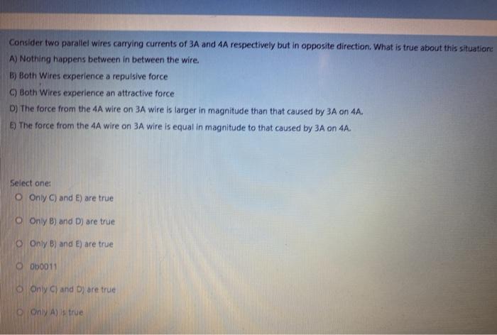 Solved Consider two parallel wires carrying currents of 3A | Chegg.com