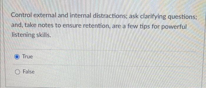 Solved Control external and internal distractions; ask | Chegg.com