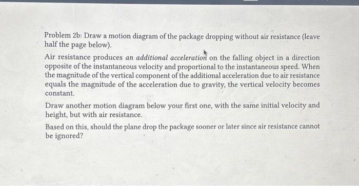 Solved Problem 2a: A supply plane needs to drop a package of | Chegg.com