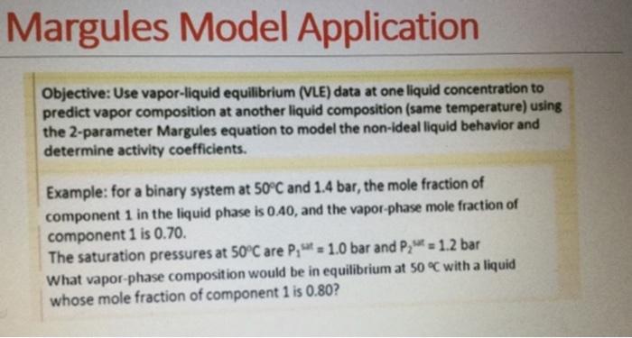 Solved Margules Model Application Objective: Use | Chegg.com
