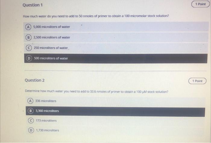 Solved How much water do you need to add to 50 nmoles of | Chegg.com