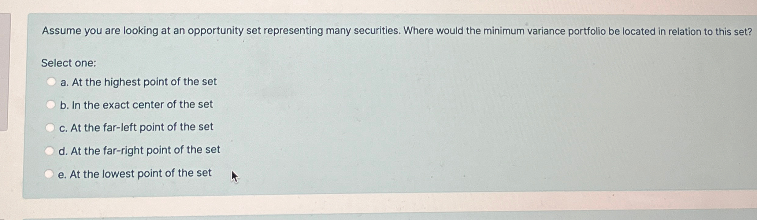 Solved Assume you are looking at an opportunity set | Chegg.com