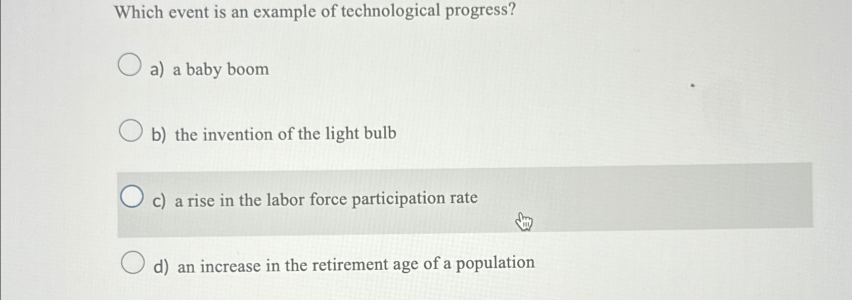 Solved Which event is an example of technological | Chegg.com