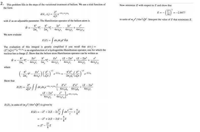 Solved 2. This problem fills in the steps of the variational | Chegg.com