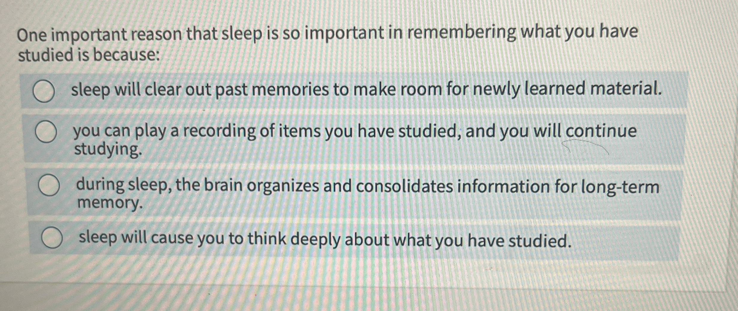 Solved One important reason that sleep is so important in | Chegg.com