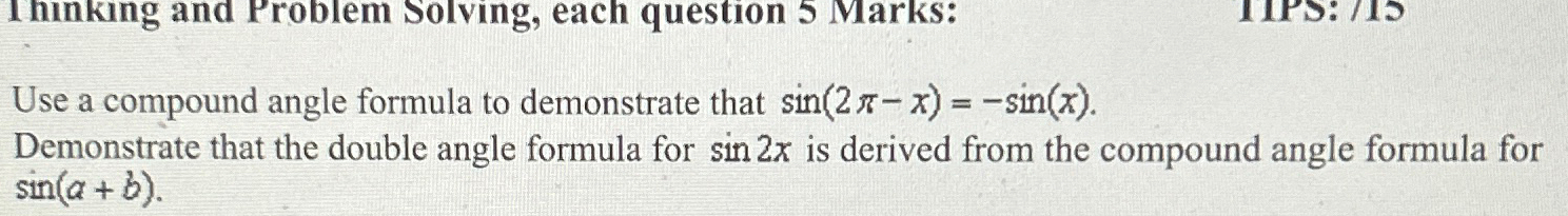Solved Demonstrate that the double angle formula for sin2x | Chegg.com