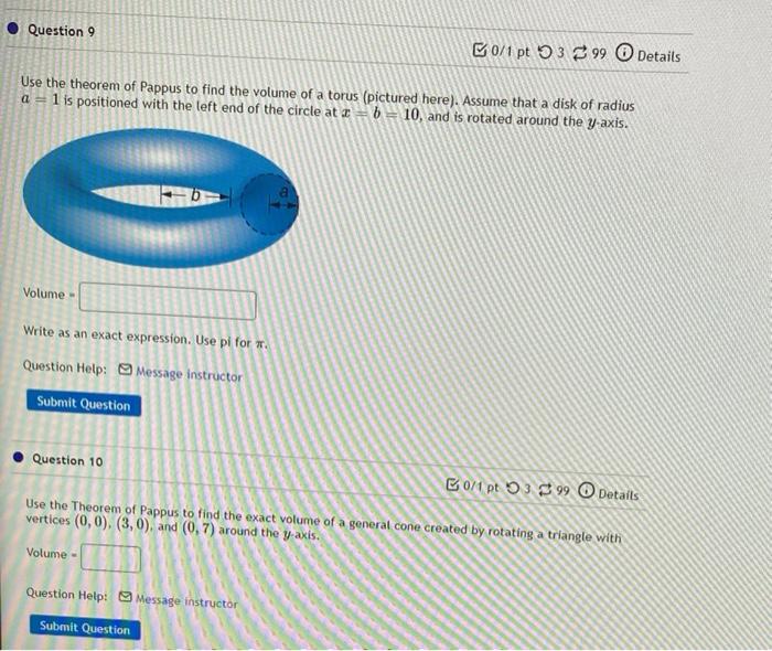 Solved Use the theorem of Pappus to find the volume of a | Chegg.com