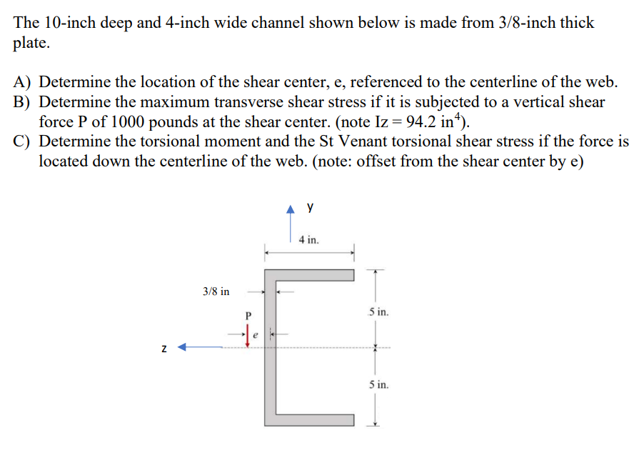 Solved The 10-inch deep and 4-inch wide channel shown below | Chegg.com