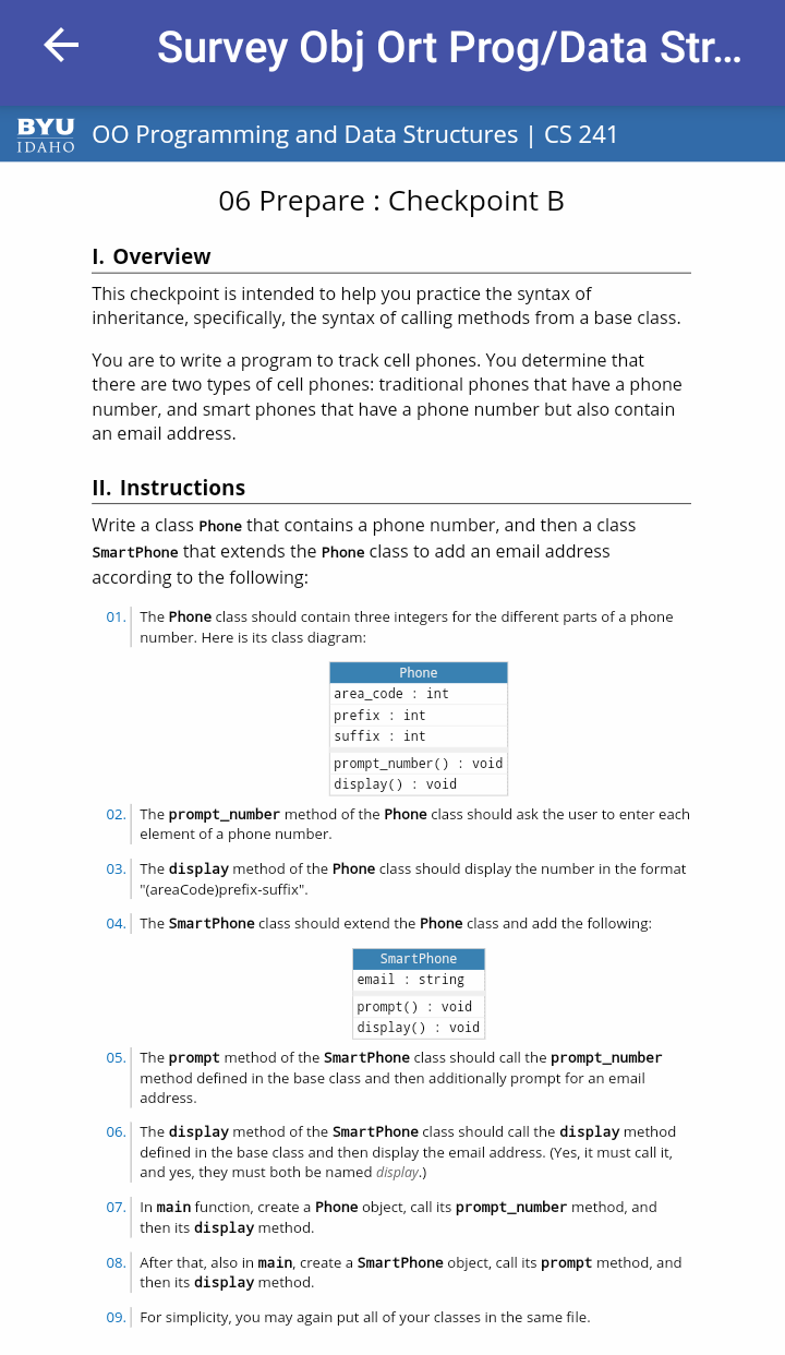 Solved Survey Obj Ort Prog/Data Str... BYU IDAHO 00 | Chegg.com