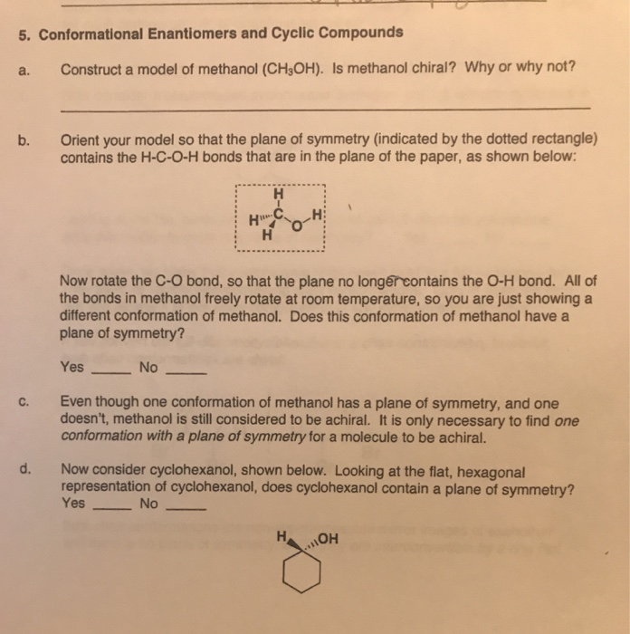 Solved 5. Conformational Enantiomers and Cyclic Compounds a. | Chegg.com