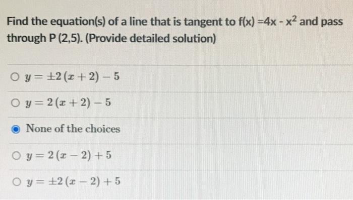 Solved Find the equation(s) of a line that is tangent to | Chegg.com