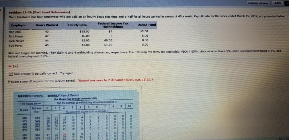 Solved PRINTER VERSION « « BACK NI th Problem 11-3A (Part | Chegg.com
