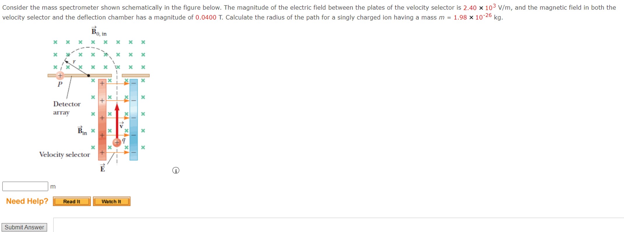 Solved velocity selector and the deflection chamber has a | Chegg.com