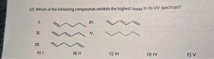 Solved 32) Which of the following compounds exhibits the | Chegg.com