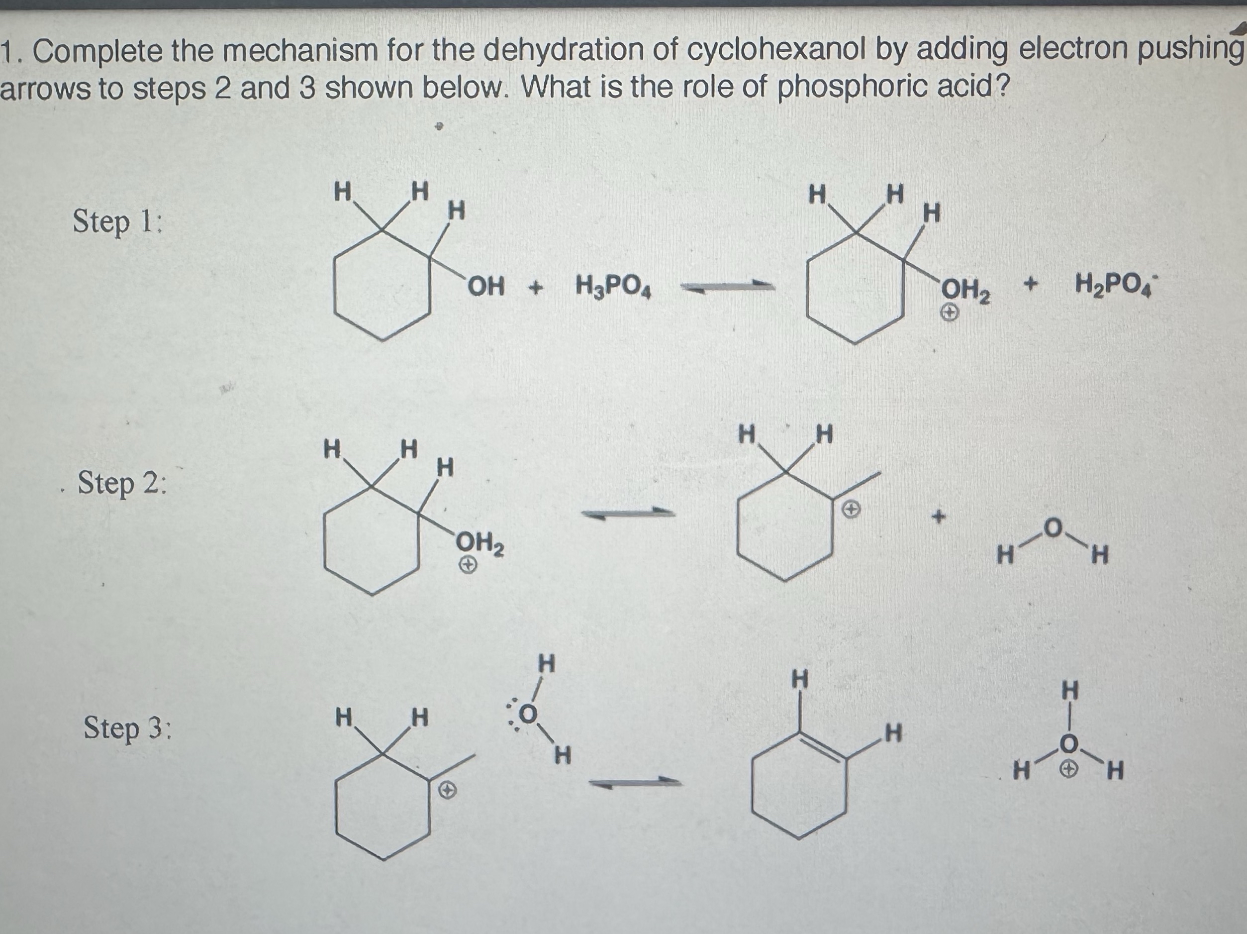 Solved Complete the mechanism for the dehydration of | Chegg.com