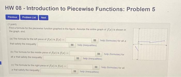 Solved HW 08 - Introduction to Piecewise Functions: Problem | Chegg.com