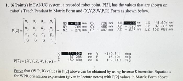 1. (6 Points) In FANUC system, a recorded robot | Chegg.com