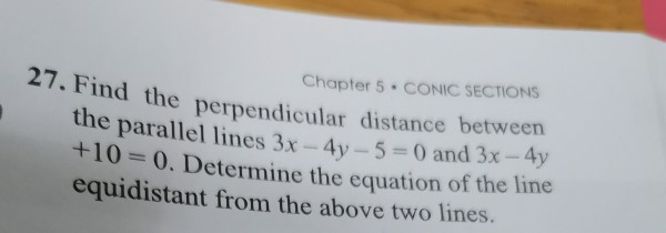 Solved 27. Find the perpendicular distance between Chapter | Chegg.com