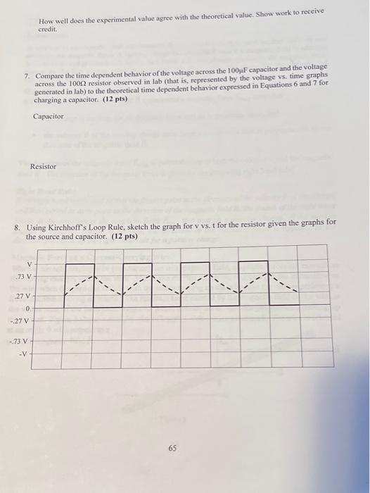 Solved Lab 6 RC Time Constant Link VR canas Table 1. RC | Chegg.com