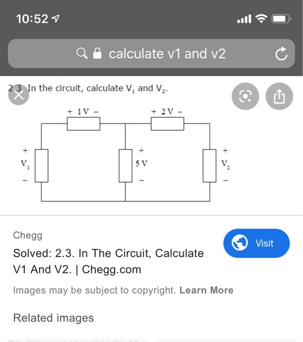 Solved 10:521 Qe calculate v1 and v2 C 23. In the circuit, | Chegg.com