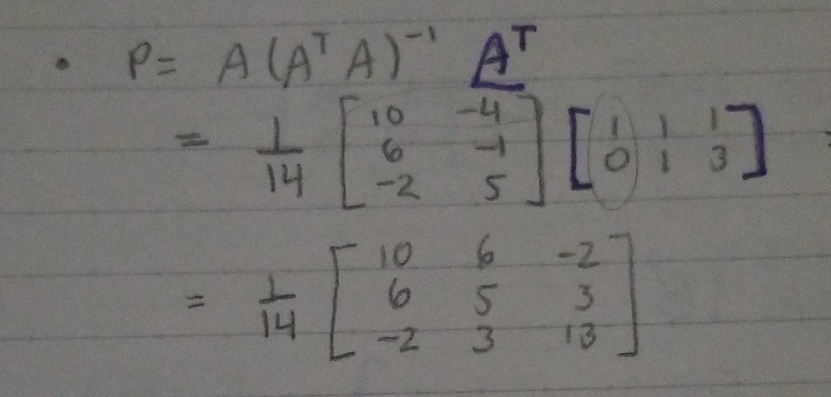 Solved 2. Construct the projection matrix P onto the space | Chegg.com