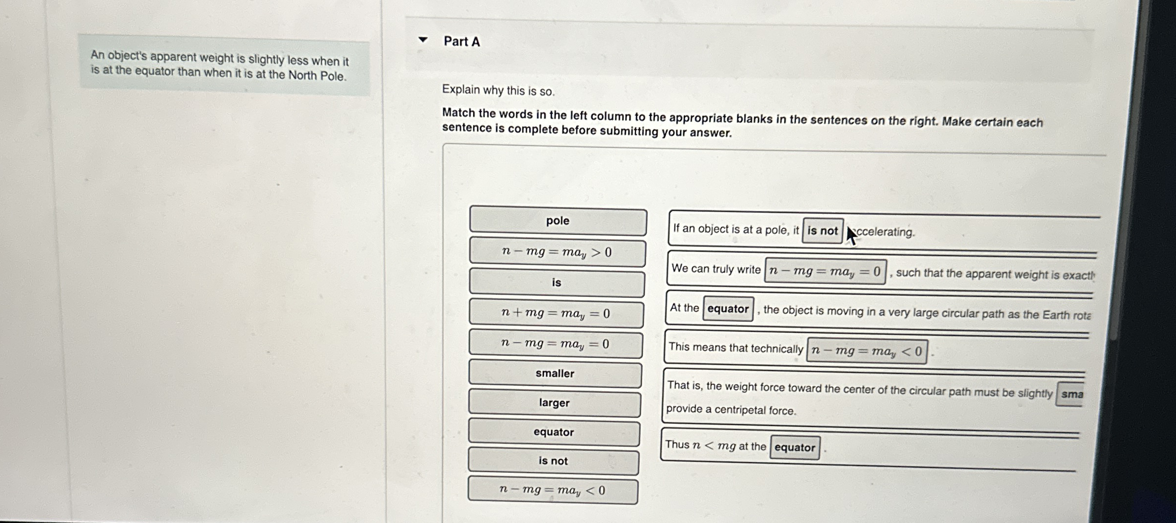Solved An object's apparent weight is slightly less when it | Chegg.com
