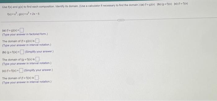 Solved Usa f(x) and g(x) to find each composition. Identify | Chegg.com