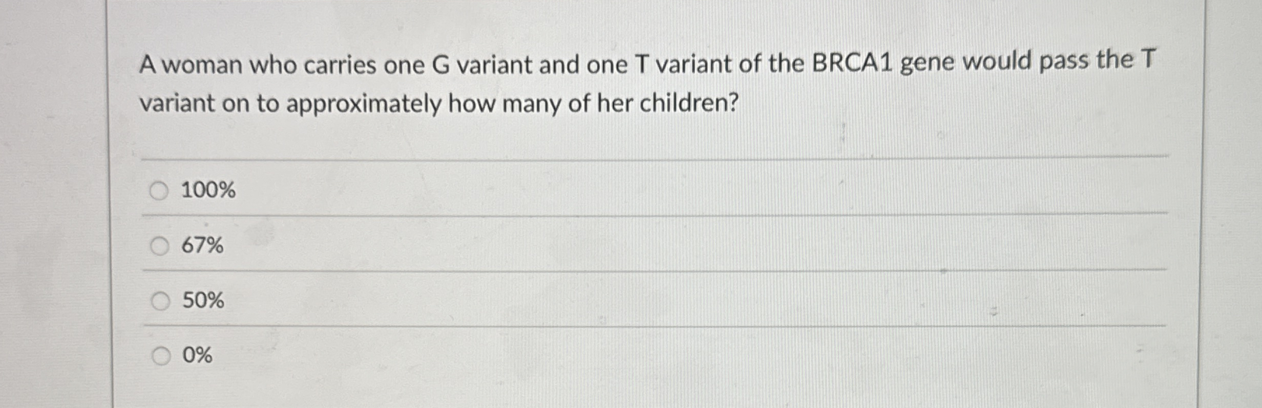 Solved A woman who carries one G variant and one T variant | Chegg.com
