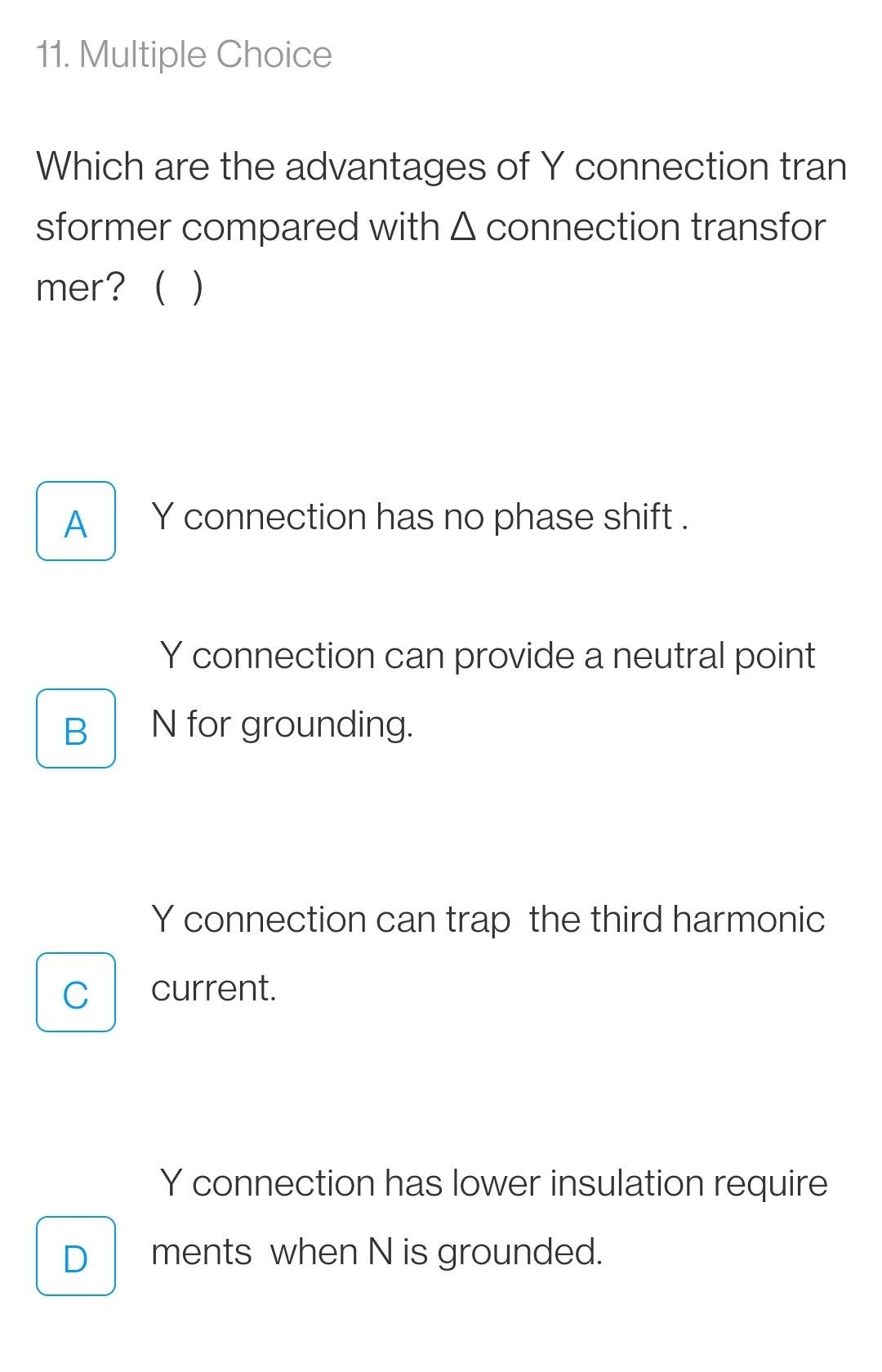 Solved Which are the advantages of Y connection tran sformer | Chegg.com