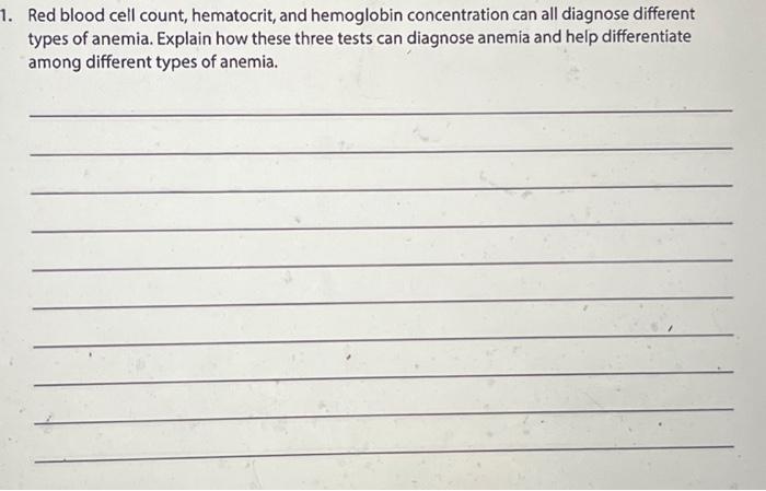 Solved Red blood cell count, hematocrit, and hemoglobin | Chegg.com