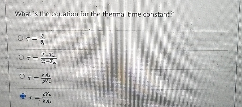 Solved What is the equation for the thermal time | Chegg.com