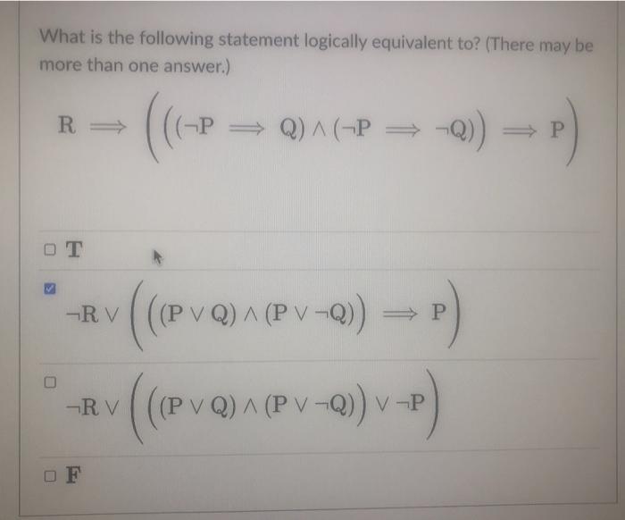 Solved What is the following statement logically equivalent | Chegg.com