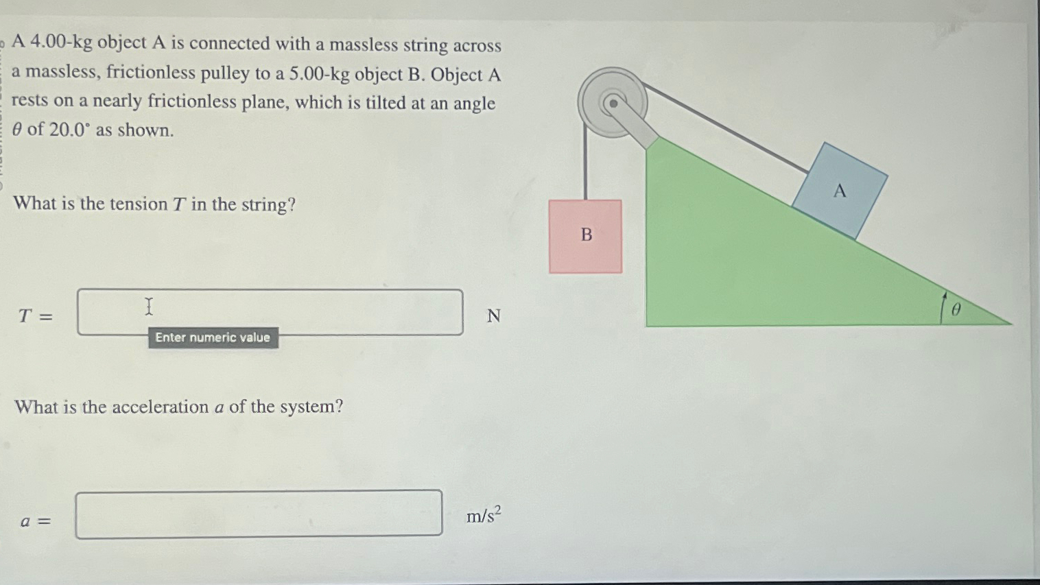 Solved A 4 00 Kg Object A Is Connected With A Massless