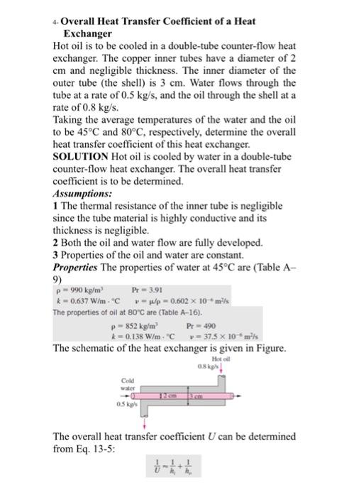 Solved 4- Overall Heat Transfer Coefficient of a Heat | Chegg.com