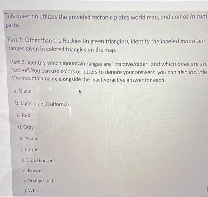 This question utilizes the provided tectonic plates | Chegg.com
