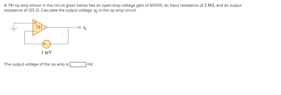 Solved A 741 op ﻿amp shown in ﻿the circuit given below has | Chegg.com