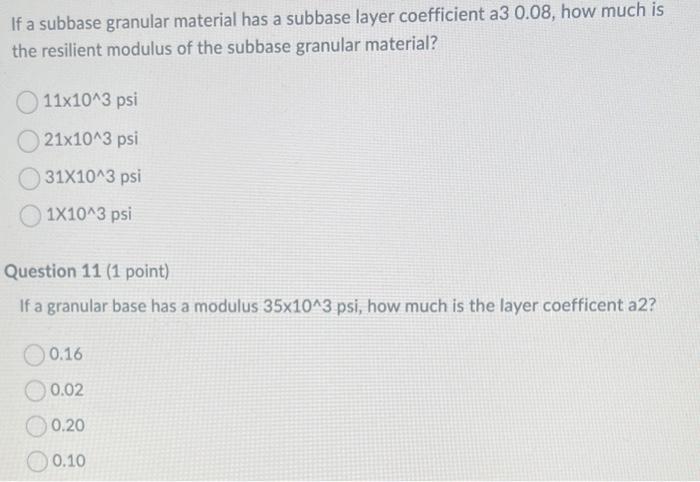 Solved If a subbase granular material has a subbase layer | Chegg.com