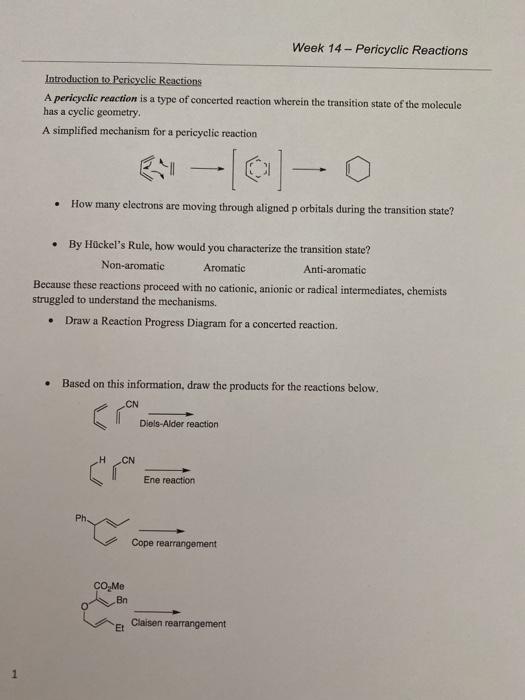 Solved Week 14 - Pericyclic Reactions Introduction to | Chegg.com