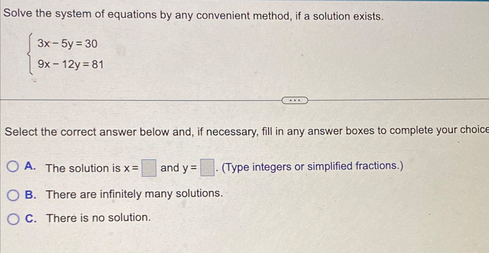 Solved Solve the system of equations by any convenient | Chegg.com