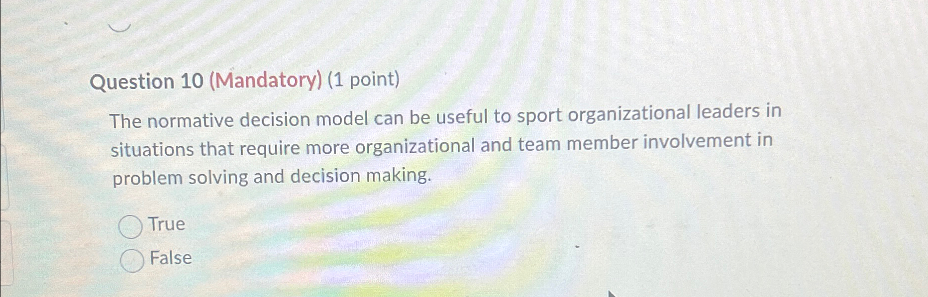 Solved Question 10 (Mandatory) (1 ﻿point)The normative | Chegg.com