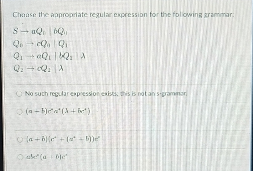 Solved Q5Choose the appropriate regular expression for the | Chegg.com