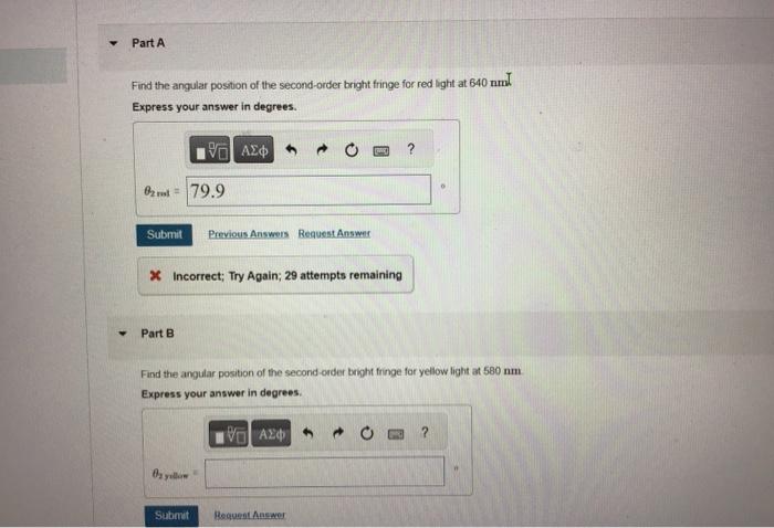 Solved A double-slit system's slit spacing is 1.4μm.Find the | Chegg.com